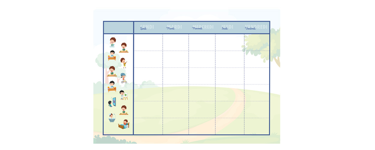 Planning hebdomadaire enfants avec designs gratuits | Printdeal.be
