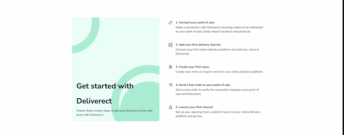 Deliverect | Set up your account | 14-day trial
