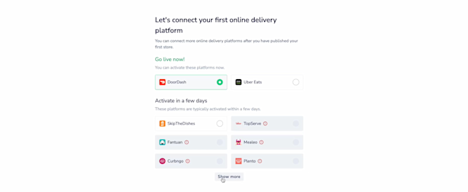 Deliverect | Set up your account | 14-day trial