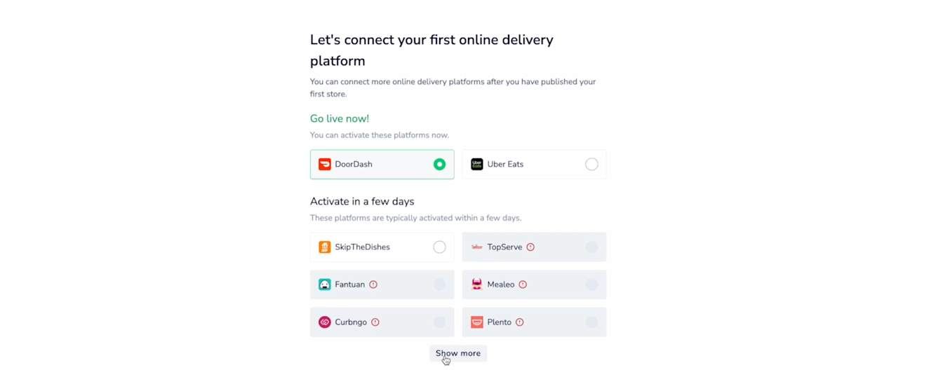 Deliverect | Set up your account | 14-day trial