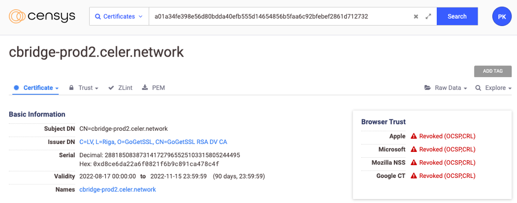 Celer Bridge incident analysis