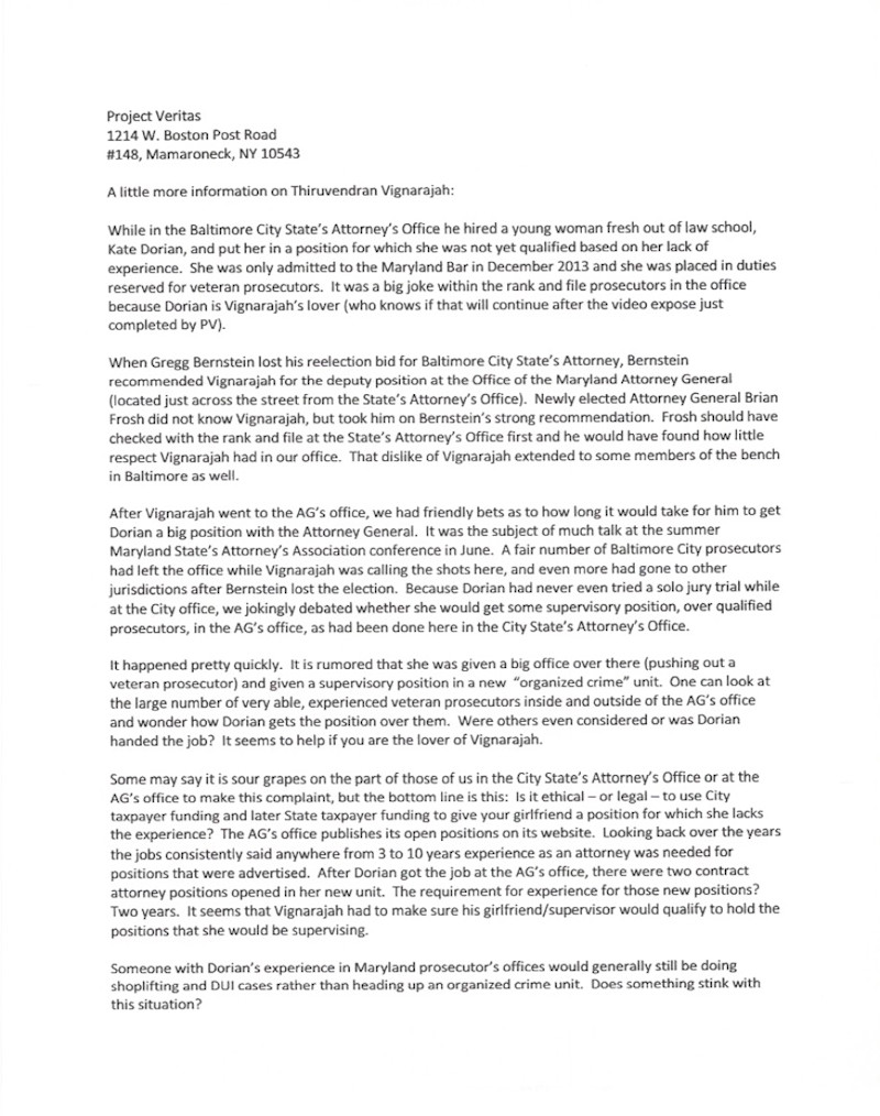 Anonymous Letter | Project Veritas