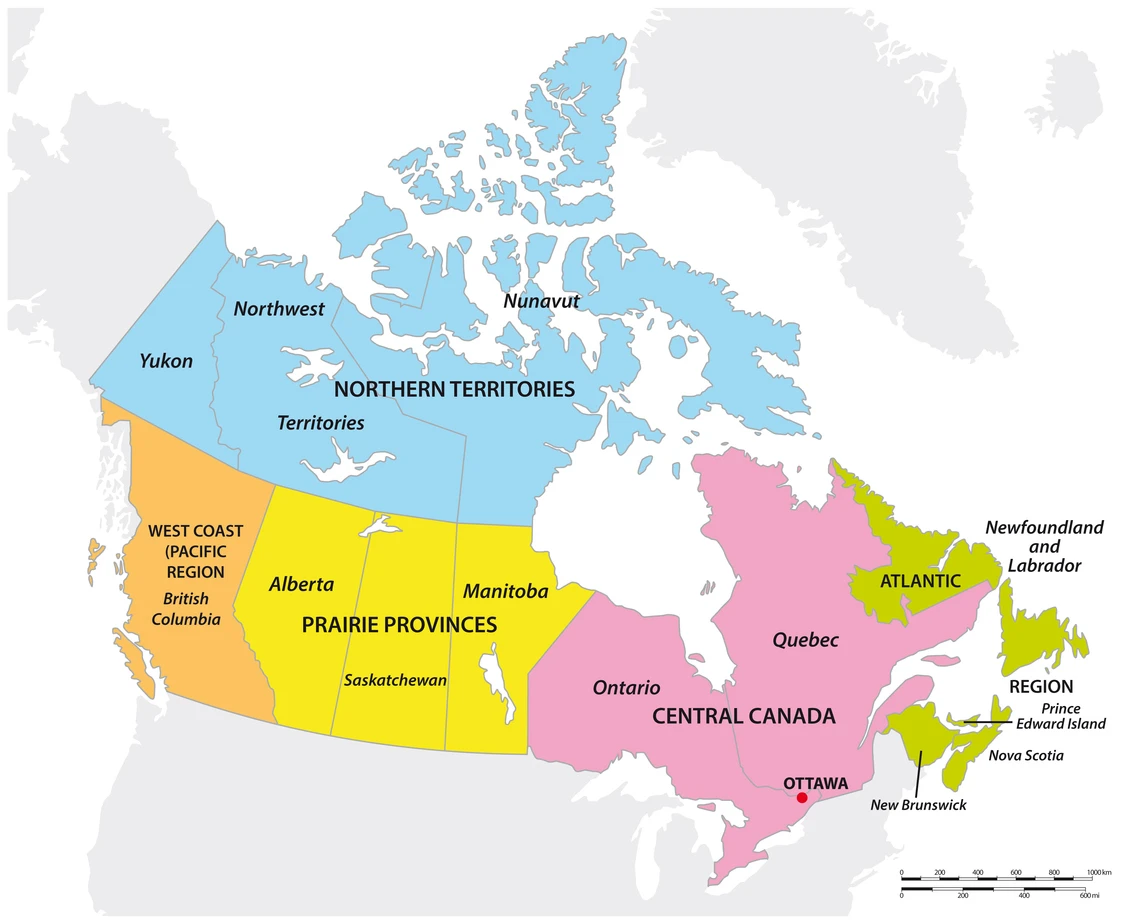 Map Of Canada Provinces And Capitals In French