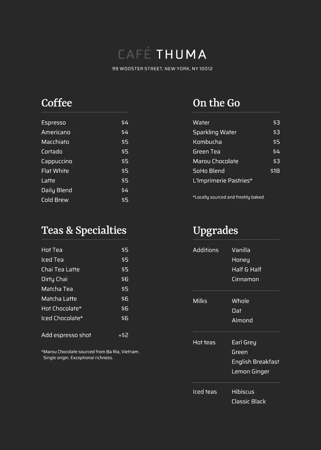 Thuma Cafe in Soho, NYC | Thuma