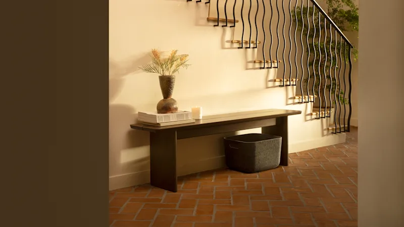 Modern Wood Pillar Bench