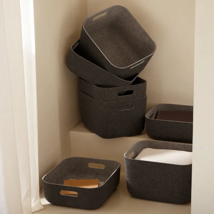 Gray Felt Storage Bins