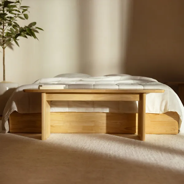 Modern Wood Pillar Bench