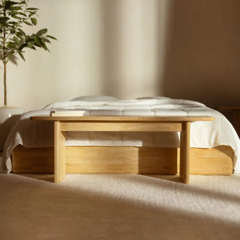 Modern Wood Pillar Bench