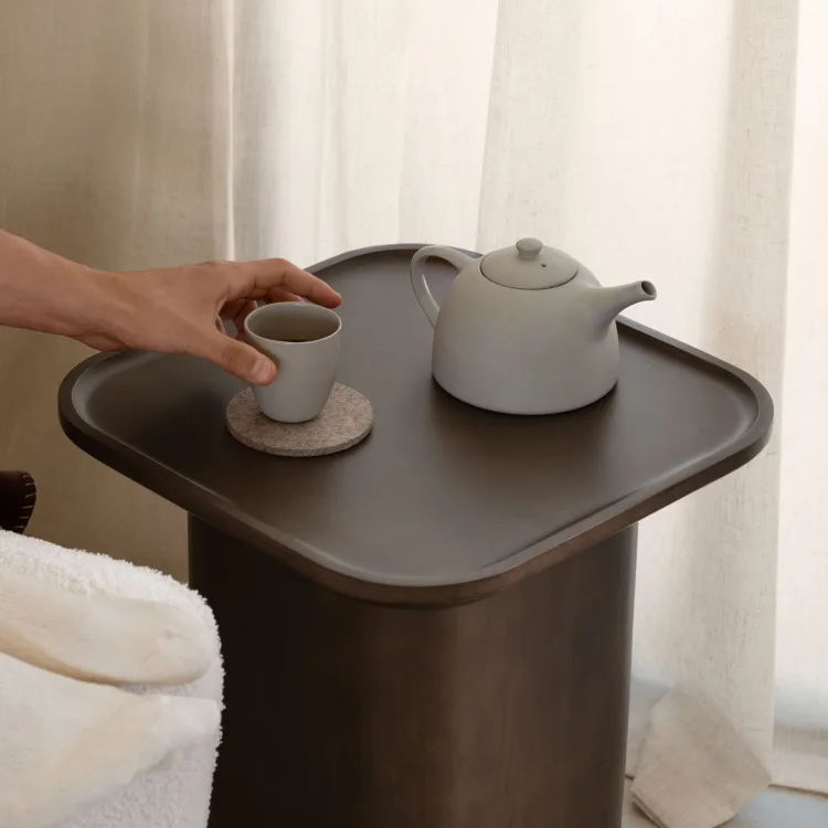 Wood Pedestal Side Table | Thuma