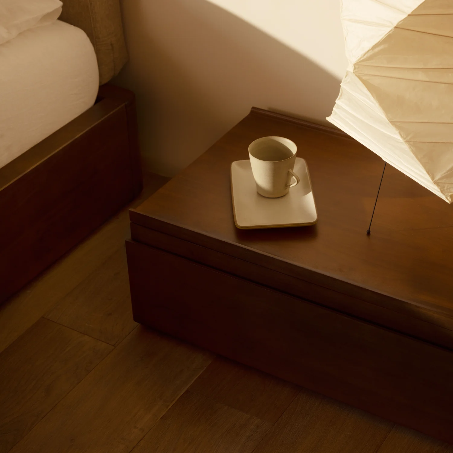 Nest Low Nightstand - Minimalist Bedside Table