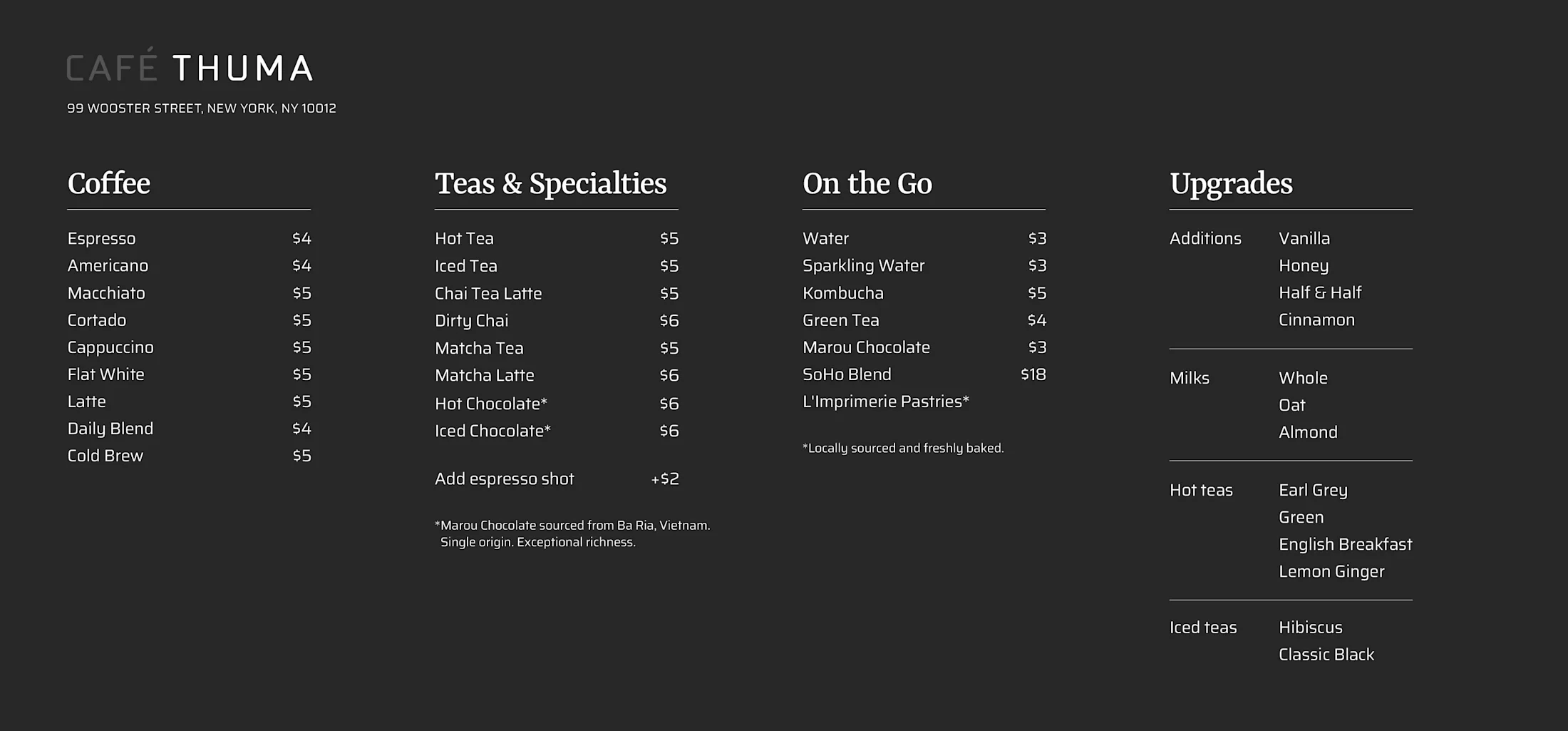 Thuma Cafe in Soho, NYC | Thuma