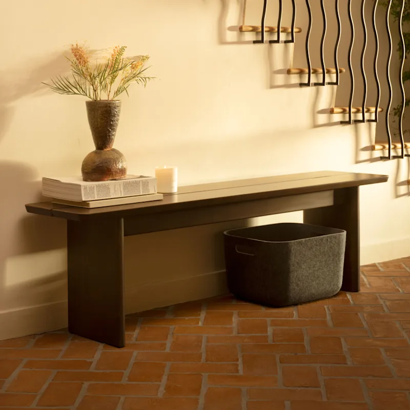 Modern Wood Pillar Bench