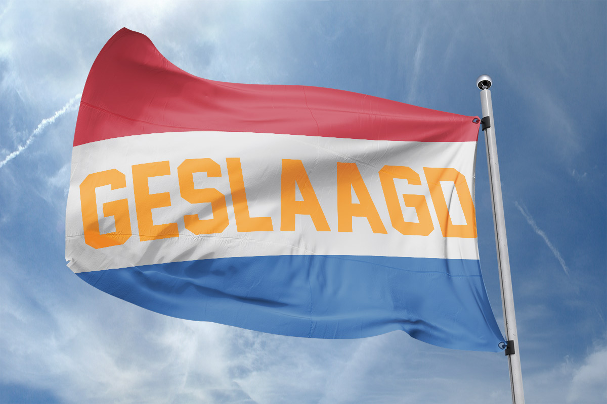 Gratis templates: ontwerp een uitmuntende geslaagd vlag | Drukwerkdeal.nl