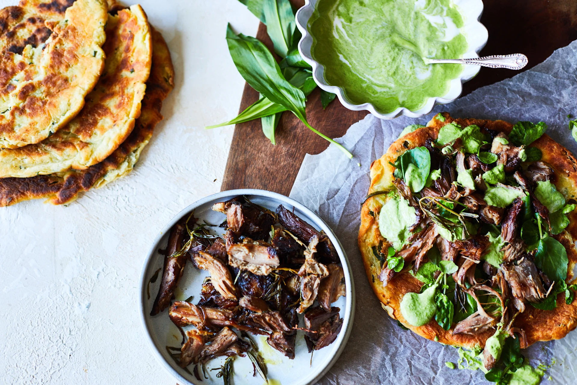 Leftover Lamb With Wild Garlic Yogurt & Yogurt Flatbreads - Yeo Valley Organic