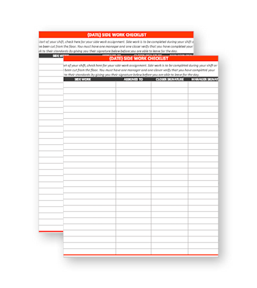 Server Side Work Checklist | Toast POS