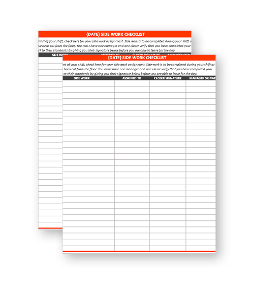 Server Side Work Checklist | Toast POS
