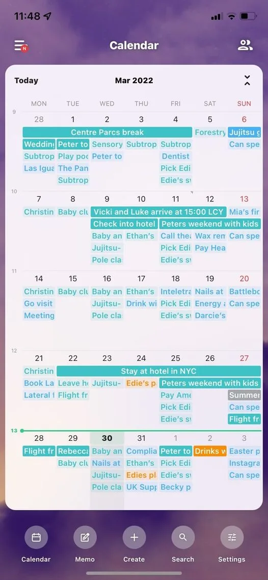 Becky shares calendars with husband for daily commitments - TimeTree