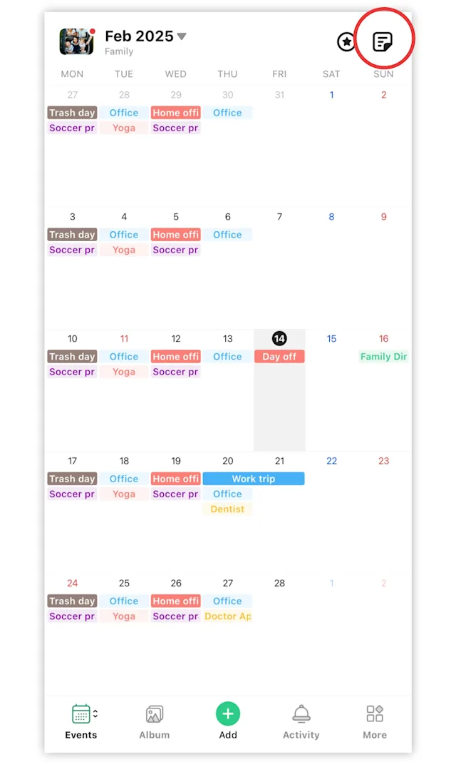 Memo and Search feature locations were moved - TimeTree