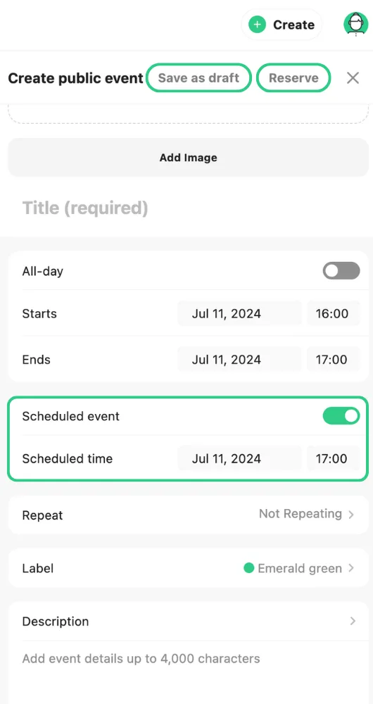 Event scheduling and saving as a draft have been added to Public ...