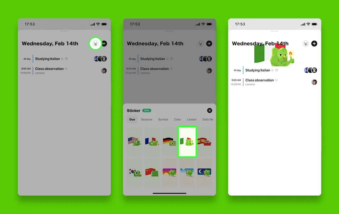 New release: Make Planning Fun with Duolingo Stickers! - TimeTree