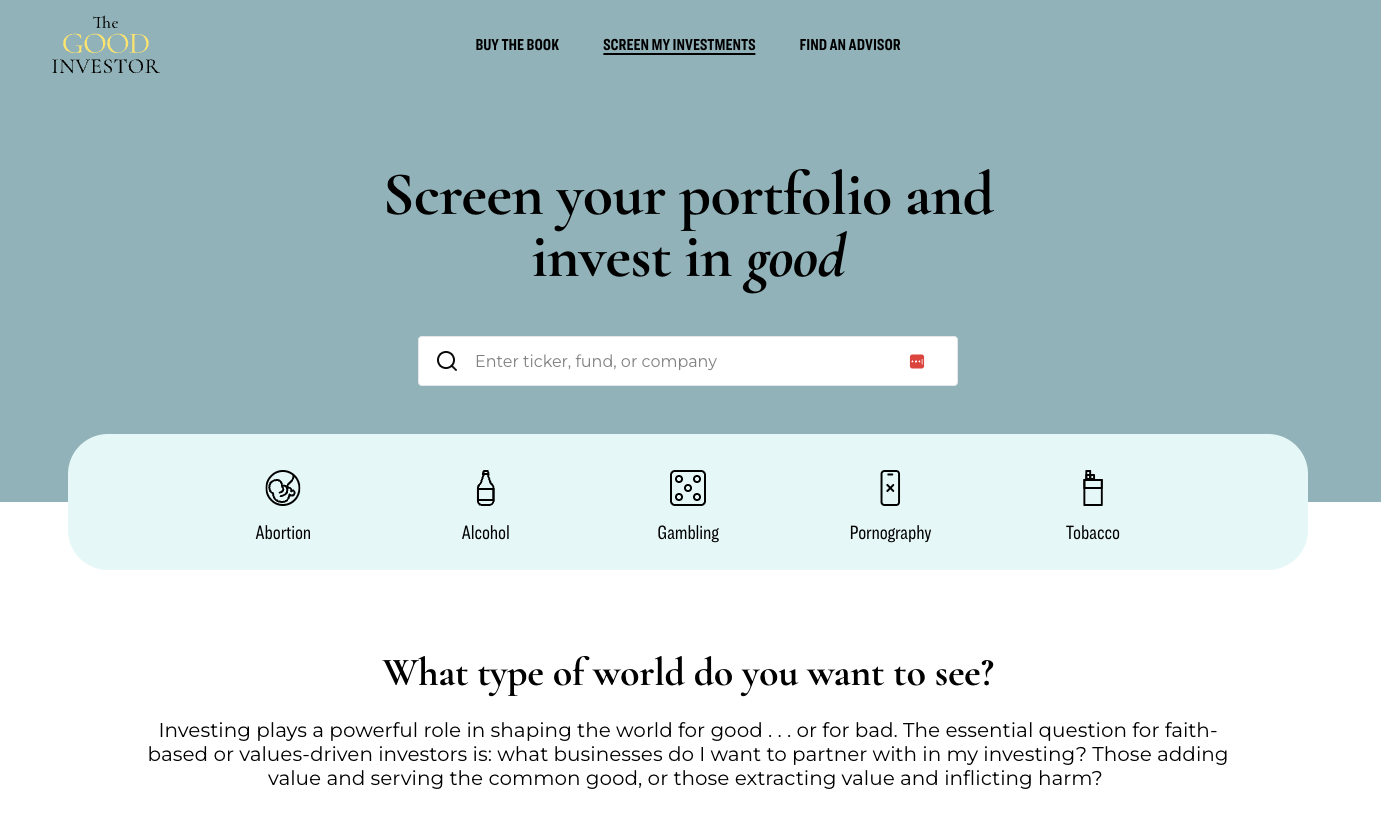 Faith-Based Investment Screener - The Good Investor