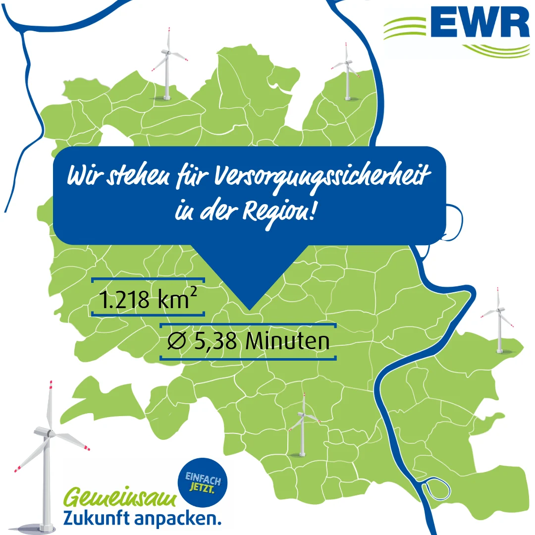 Titelbild Karte des Versorgungsgebietes der EWR Netz GmbH