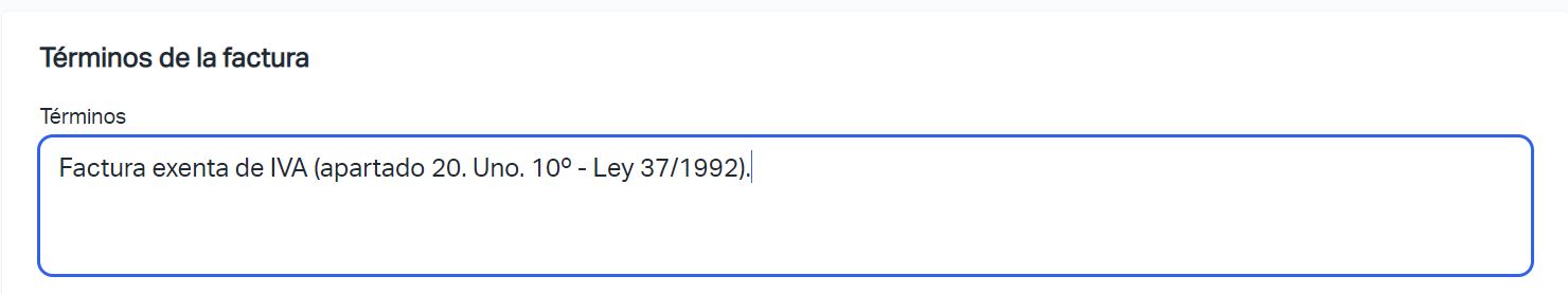 Facturas exentas de IVA