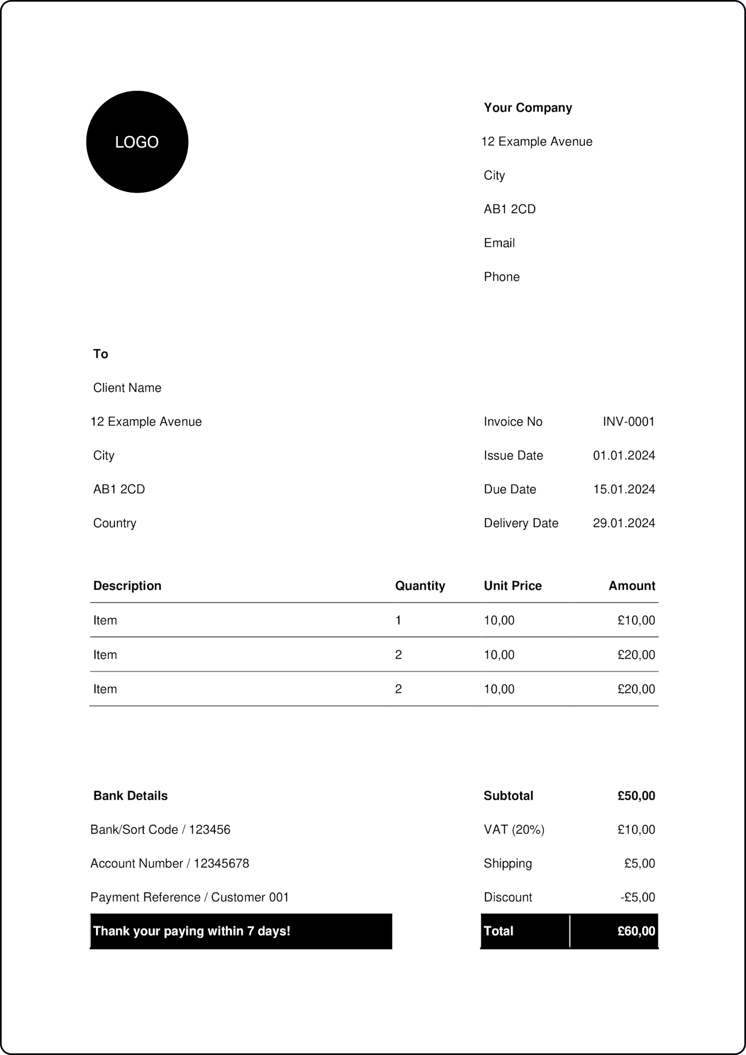 Download free invoice templates | SumUp: Invoicing Made Easy