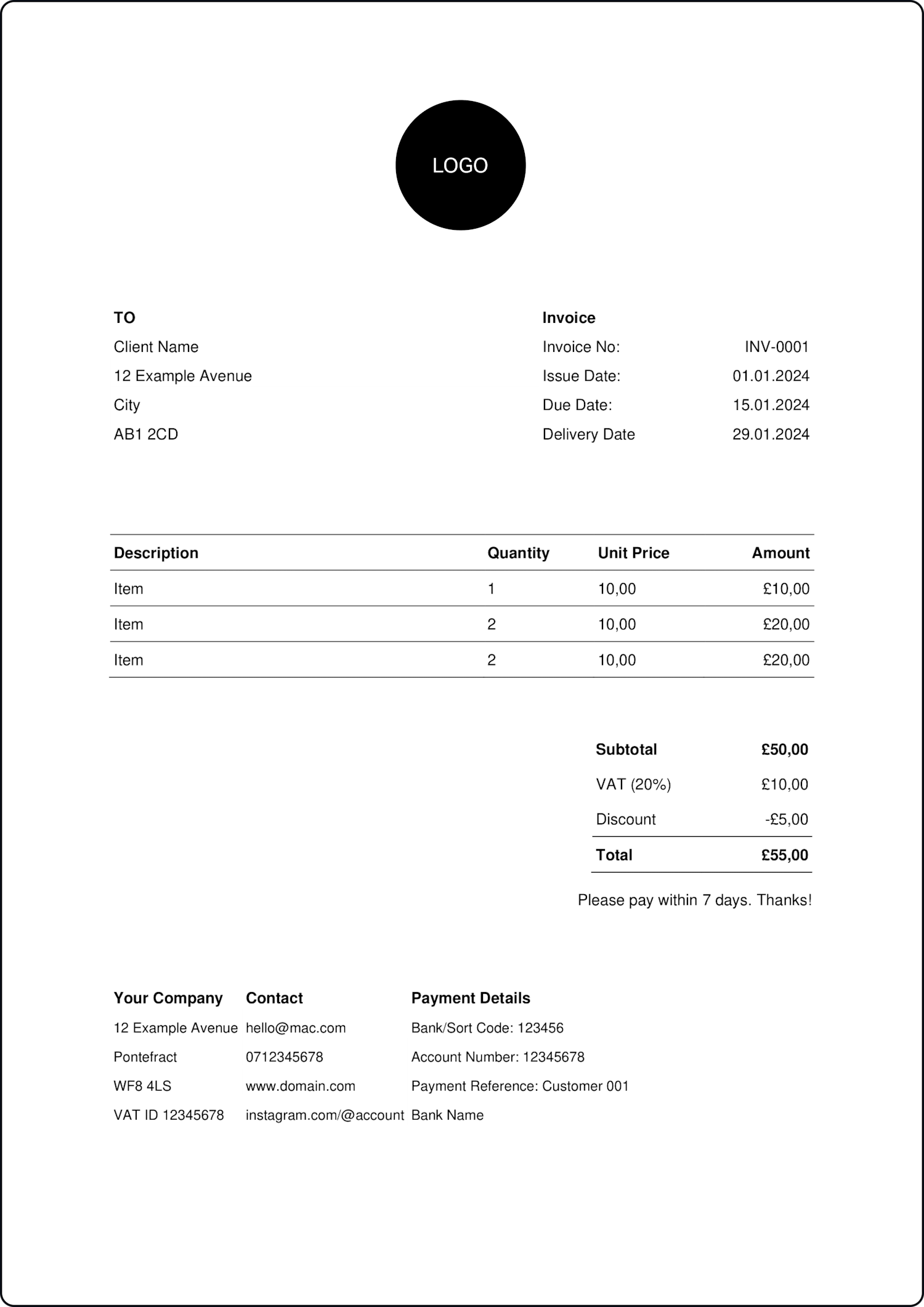 Download free invoice templates | SumUp: Invoicing Made Easy