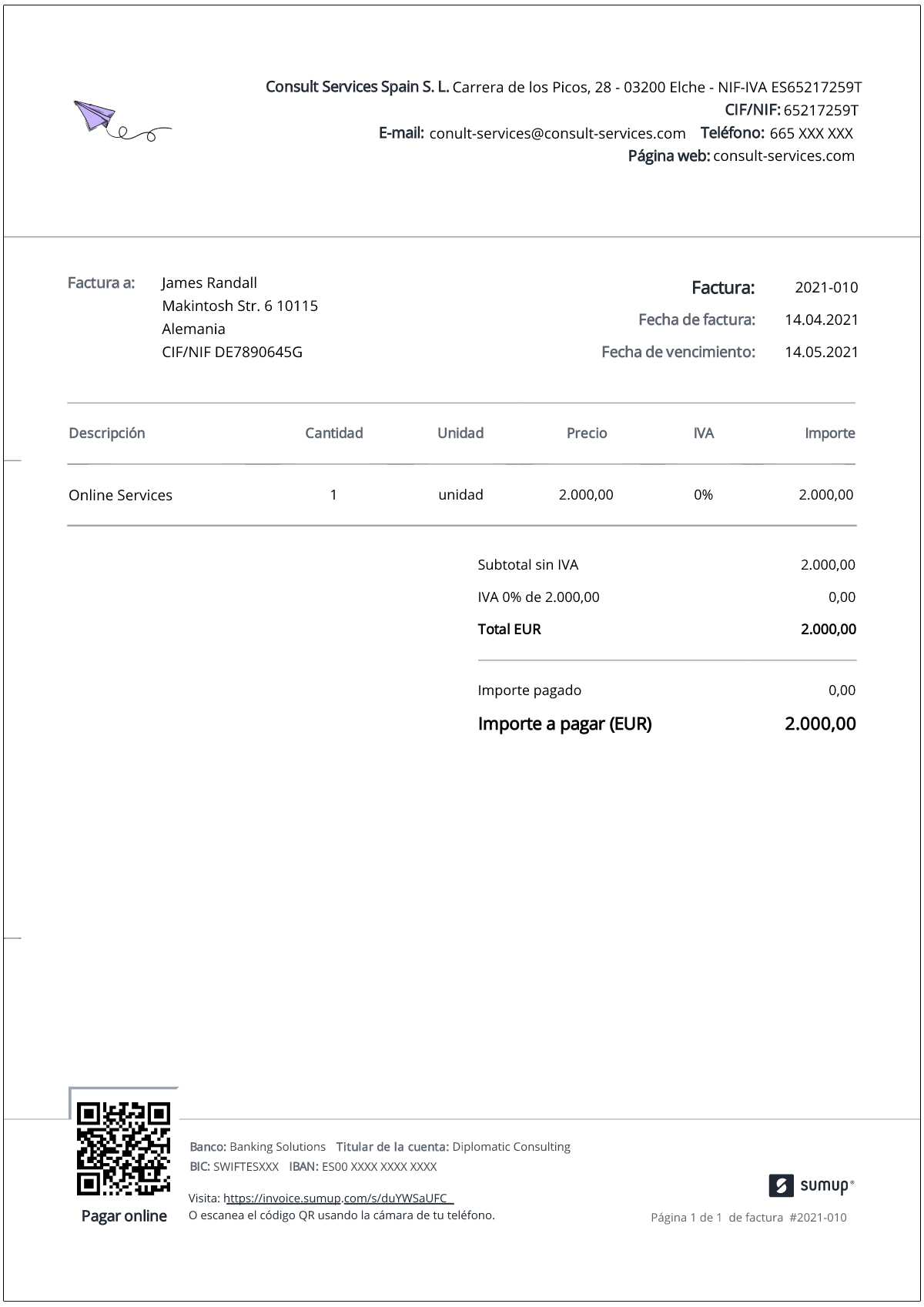 Hacer una factura con IVA intracomunitario