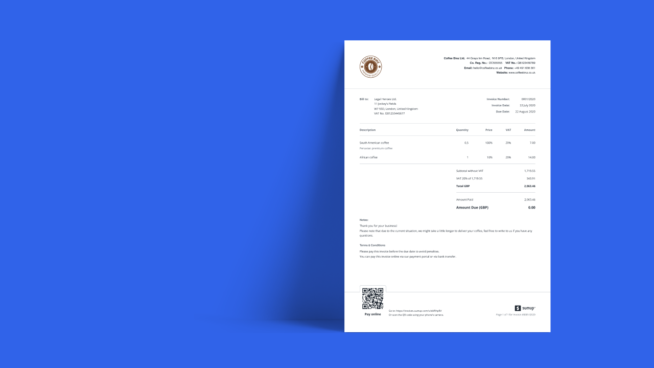 SumUp Invoices - Create professional invoices for free