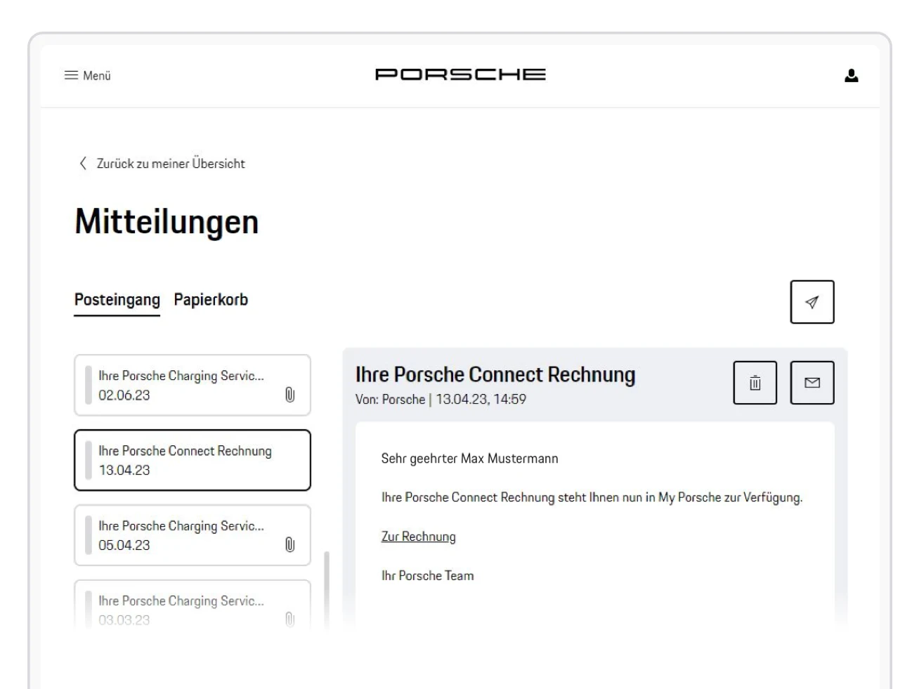 Wo finde ich die Rechnungen für Connect Dienste? | Ask Porsche