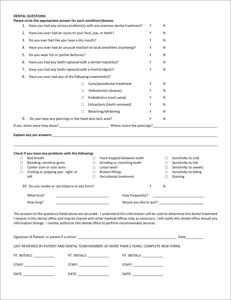 Clinical Components of the Dental Record - Dental Records: Best ...
