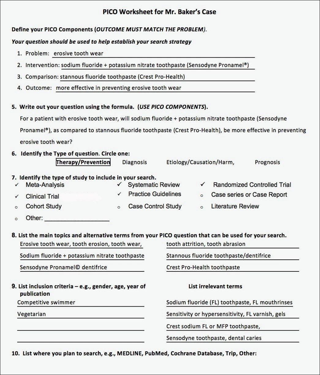 Structuring a PubMed Comprehensive Search Using a PICO Question ...
