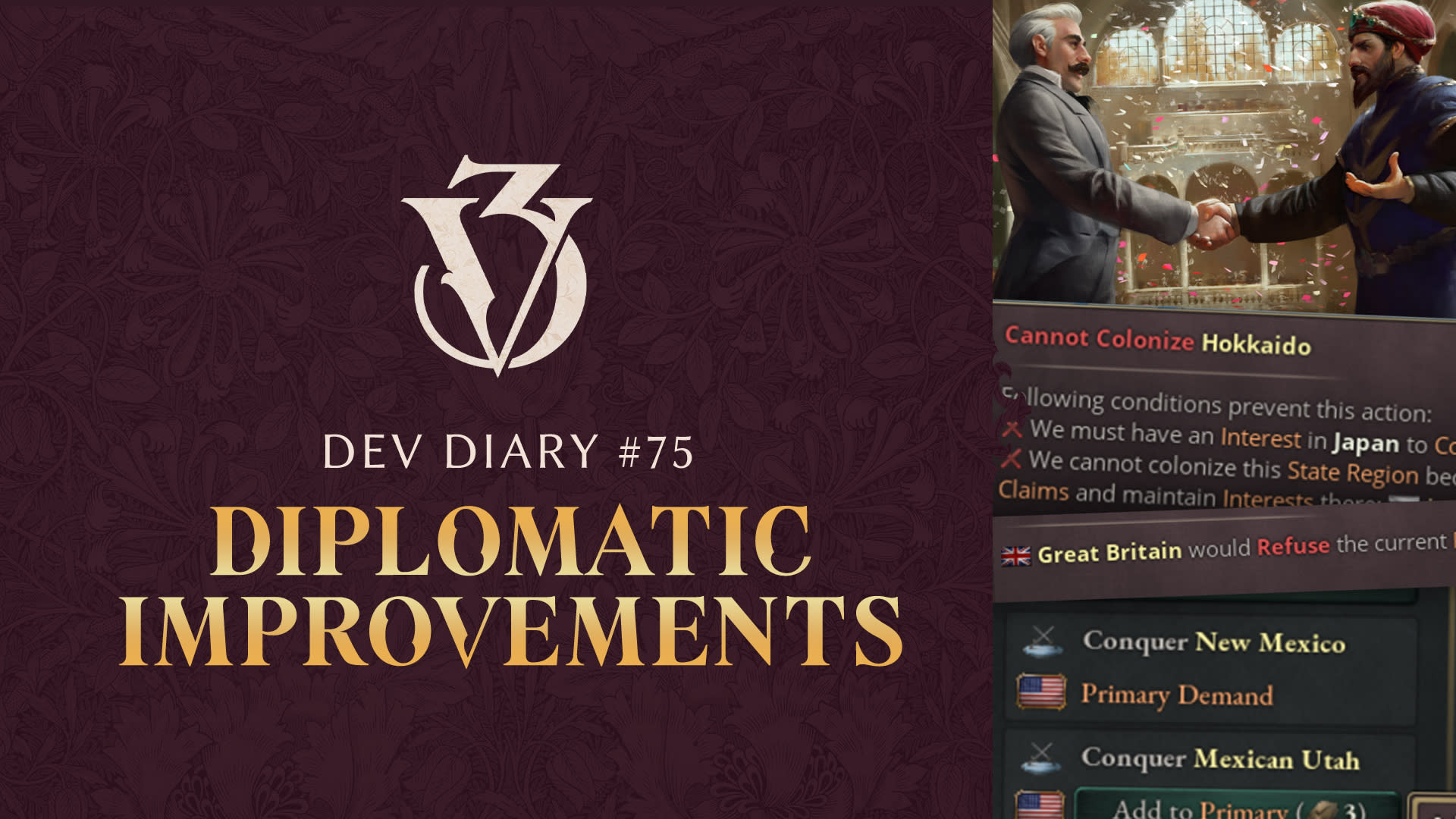Dev Diary #75 - Diplomatic Improvements in 1.2 - Paradox Interactive