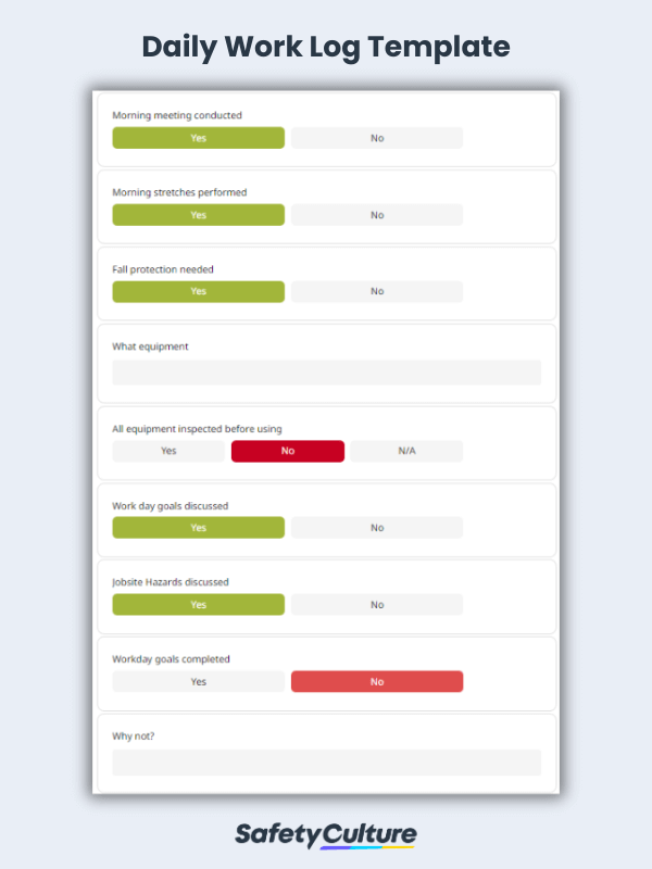 Daily Work Log Sheet Template