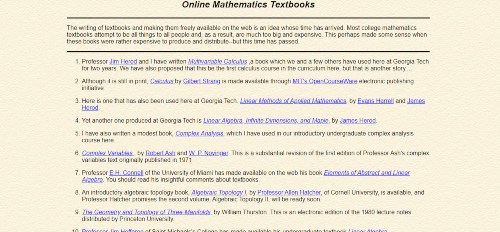 Online Mathematics Textbooks