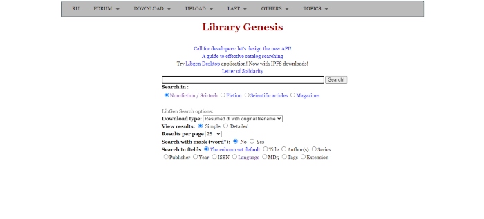 Library Genesis , or Libgen for short, is a shadow online library ...