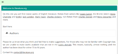 Literature.org features classic works of English literature, both ...