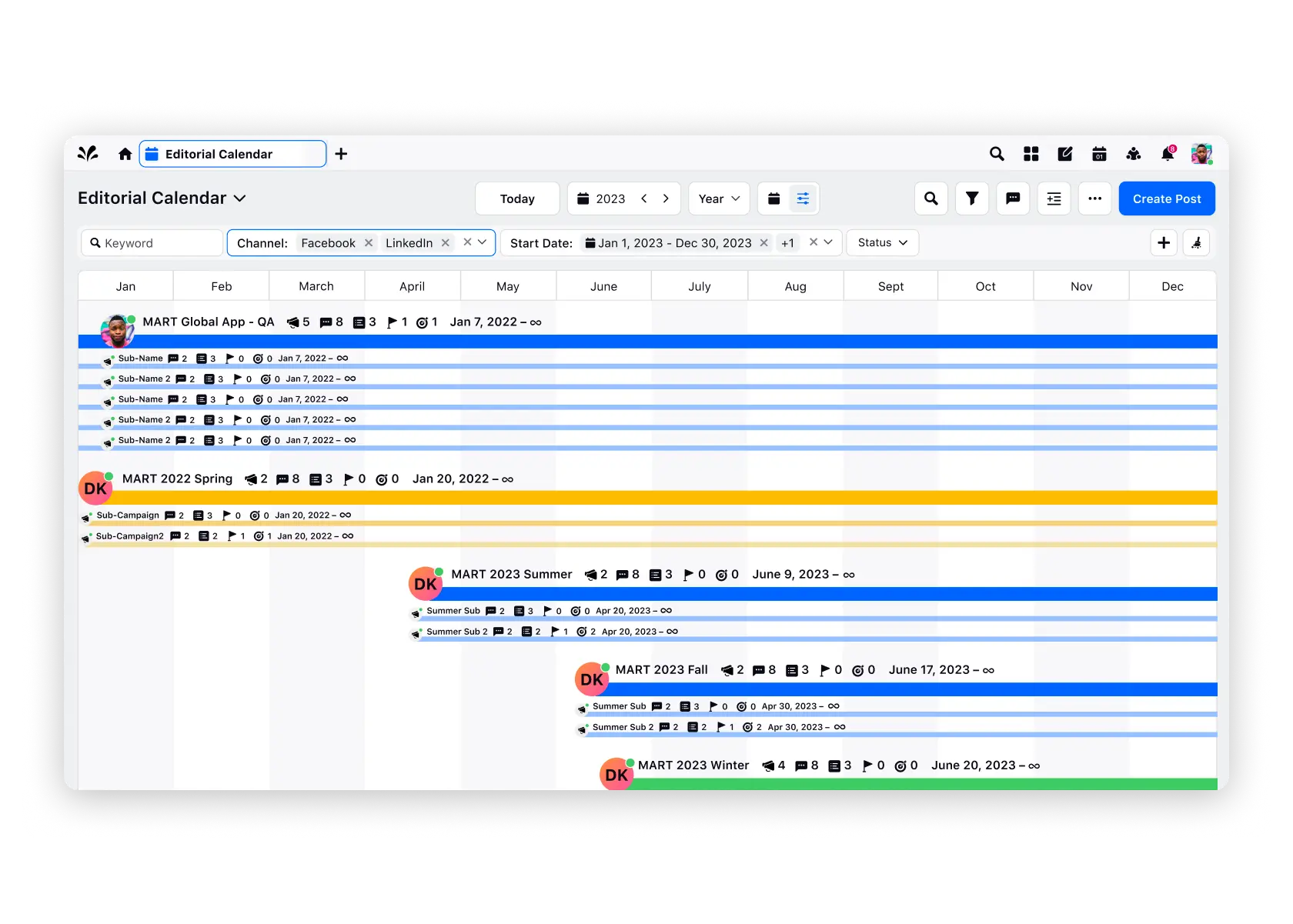 Drive greater visibility of all marketing activity on one unified calendar