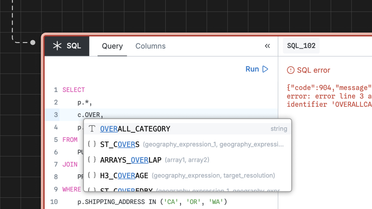 Recent improvements to the SQL node in Observable Canvases | Observable