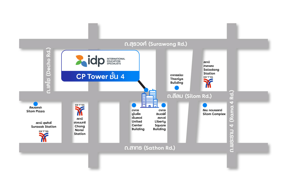 ช่องทางการติดต่อศูนย์สอบ IELTS | IDP IELTS Thailand