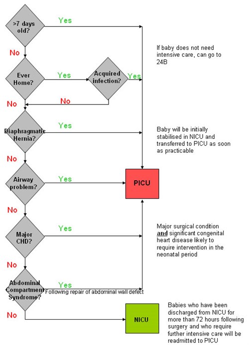 Surgical neonates - pathway for provision and location of intensive care