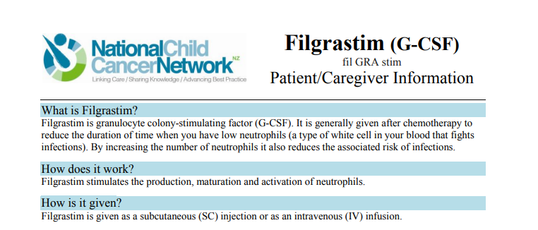 Filgrastim Patient Information