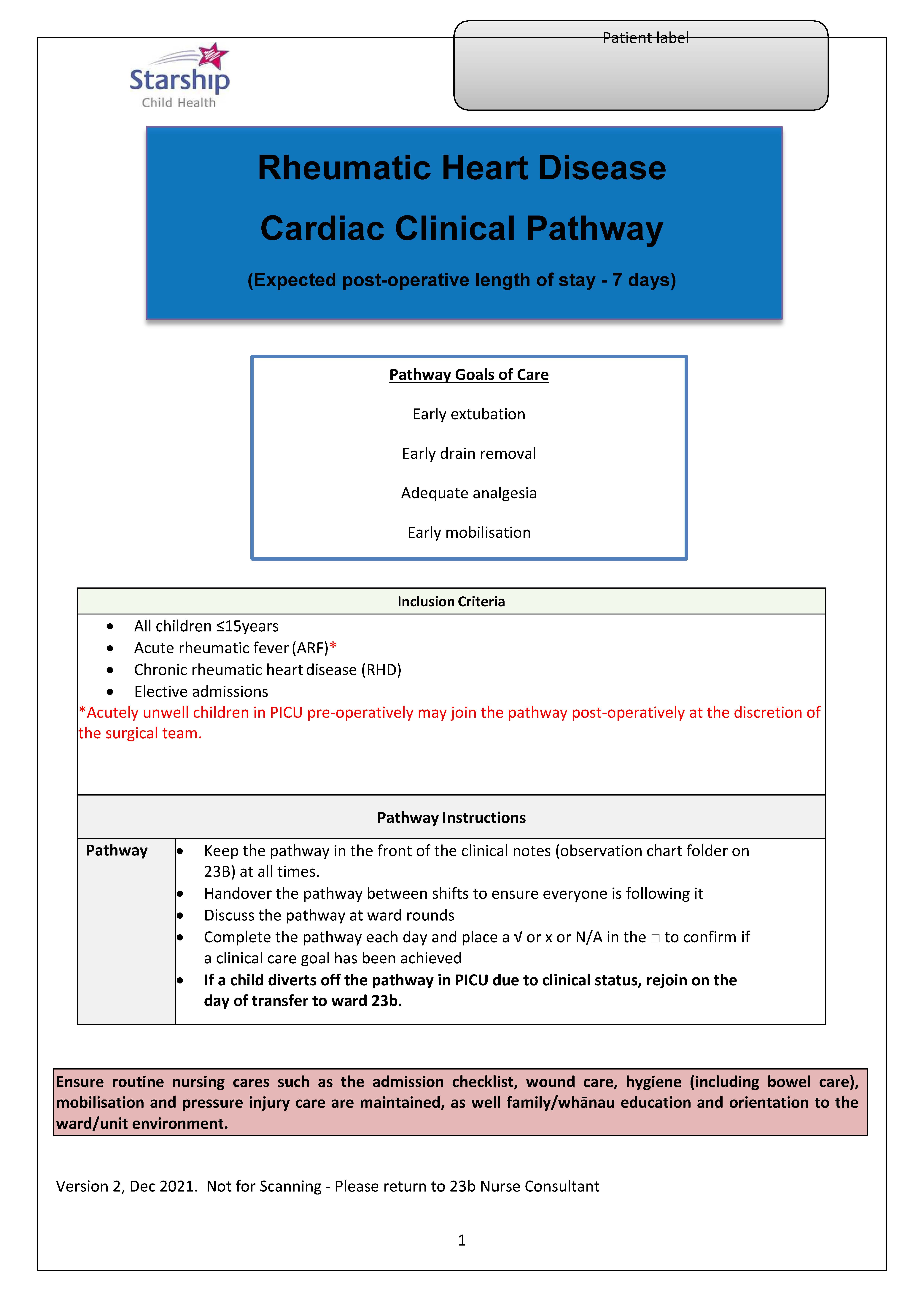 Rheumatic Heart Disease Surgical Clinical Pathway