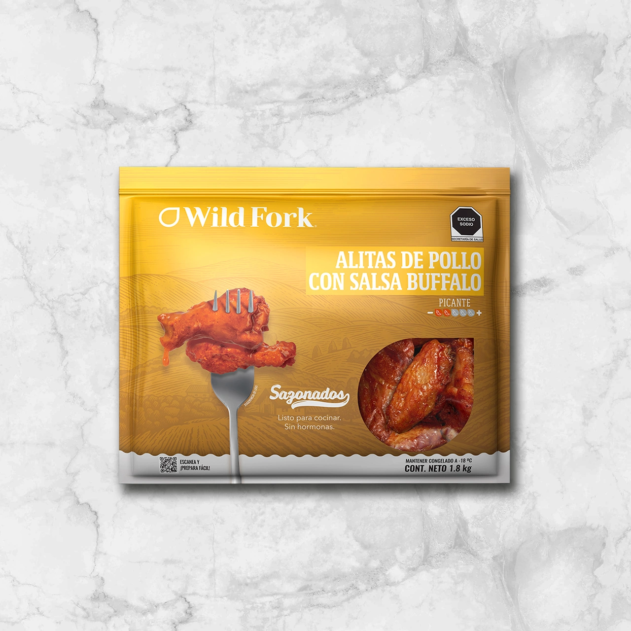 Alitas de Pollo con Salsa Buffalo - 1.8kg - 2