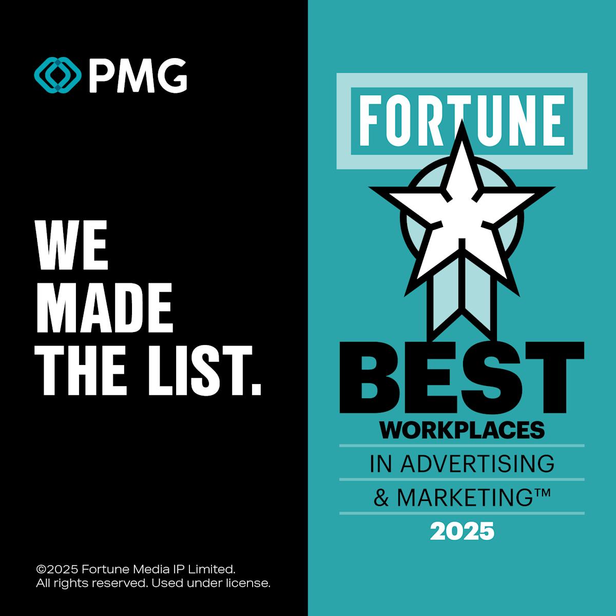 PMG Makes Fortune Best Workplaces in Advertising & Marketing List ...