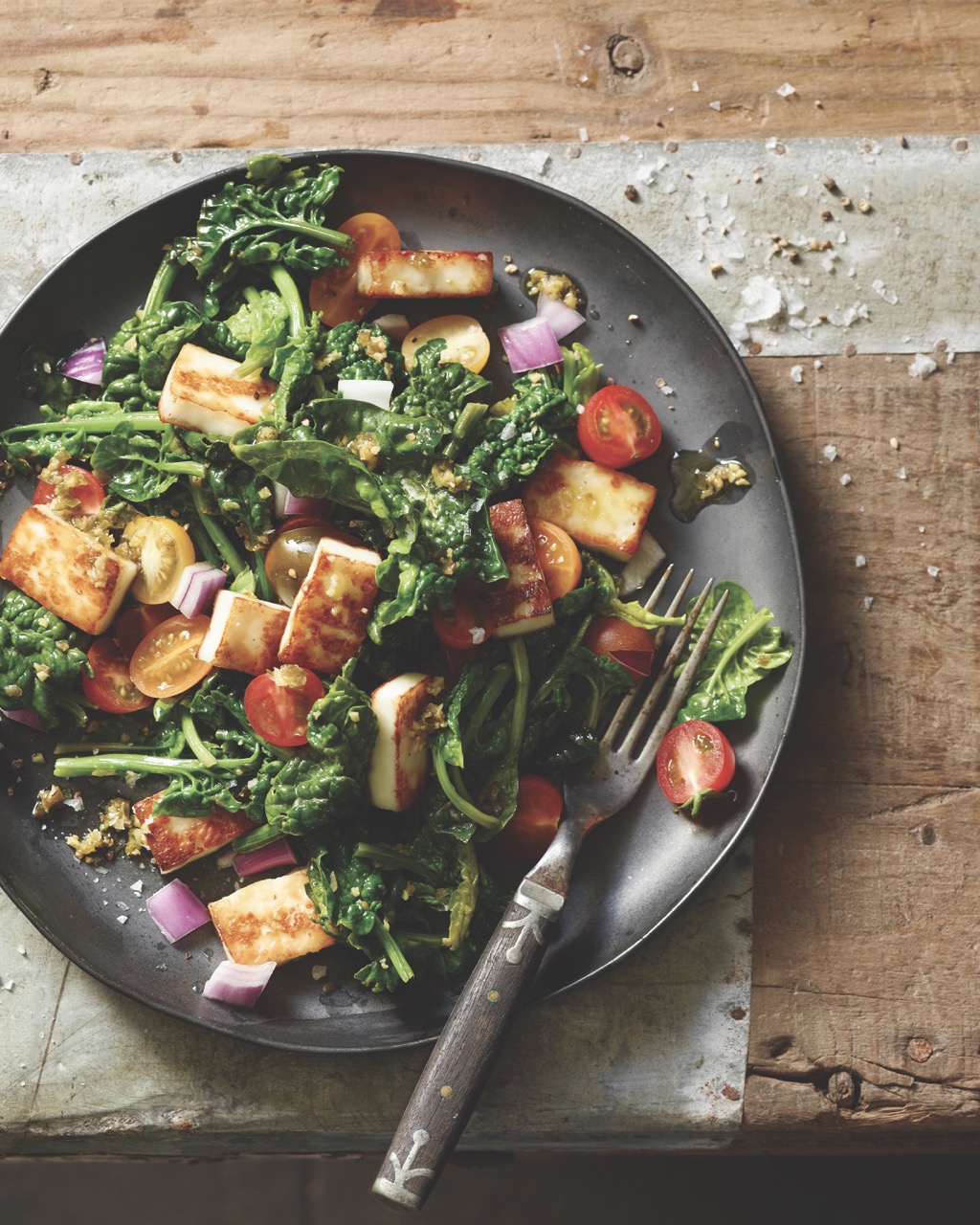 Wilted Saag Paneer Salad Recipe