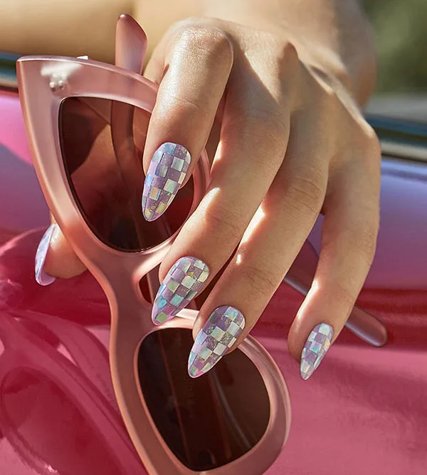 Pixels Unlocked Holographic Checkered Pro Nail Art | OPI
