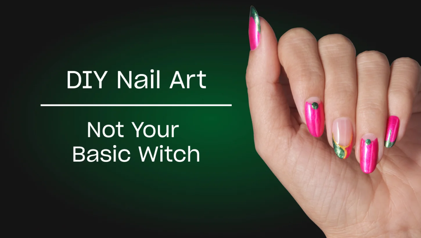 Not Your Basic Witch Pink French Tip & Negative Space Holiday Nail Art Look | OPI